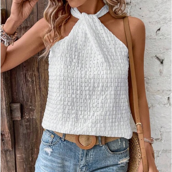 Delilah Wear | Tops | New White Halter Sleeveless Top | Poshmark